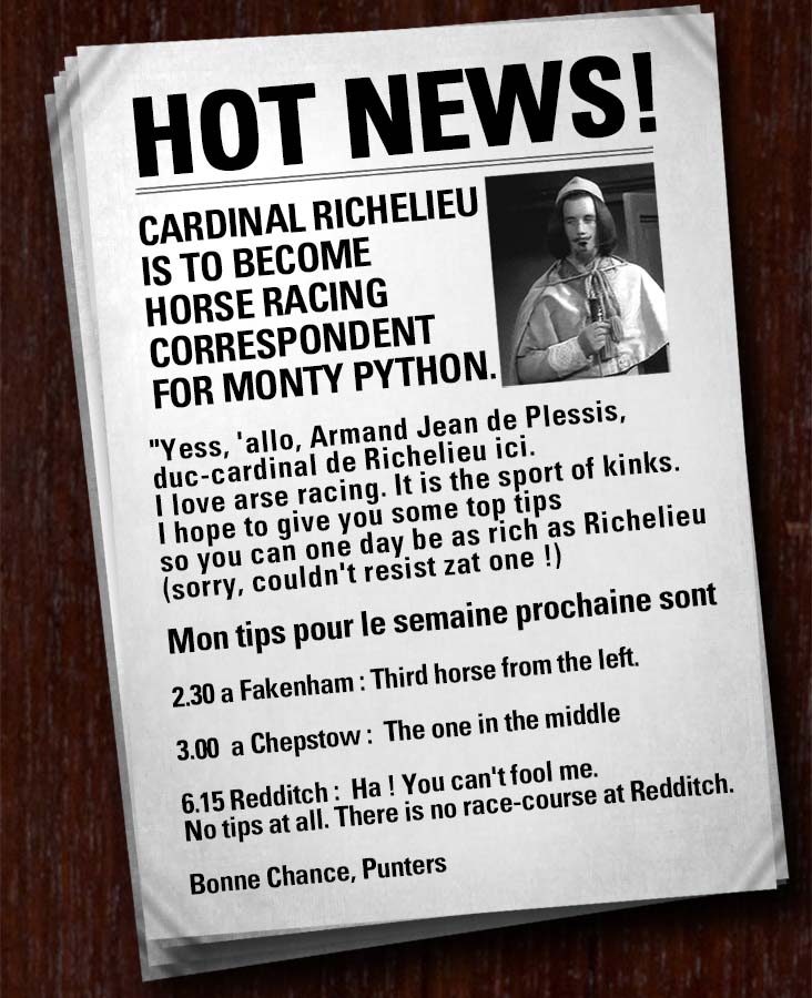 Cardinal Richelieu the Horse Racing Correspondent - Pythonland